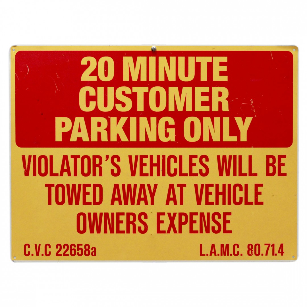 20 MINUTE CUSTOMER PARKING ONLY SIGN | Air Designs