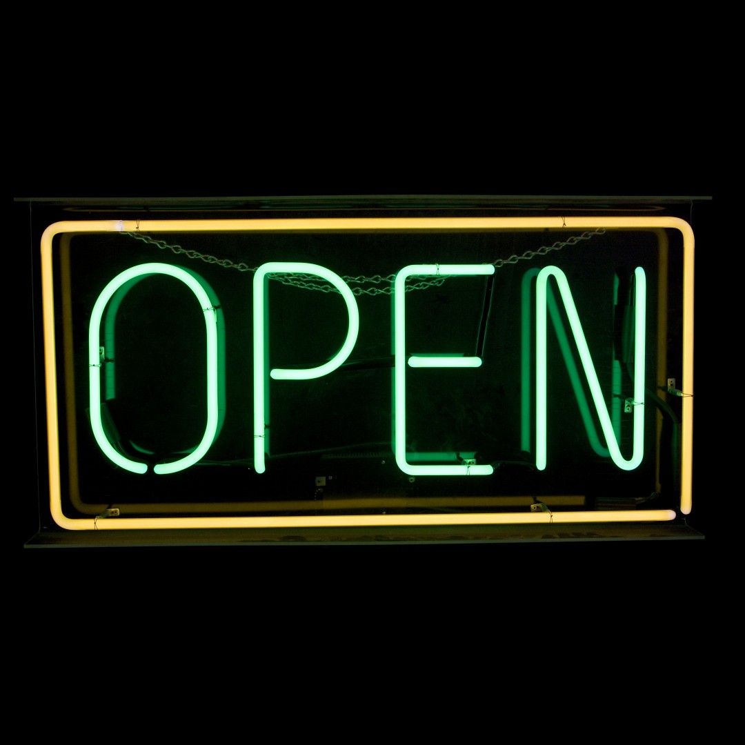 OPEN / NEON SIGN / GREEN W/ YELLOW BORDER | Air Designs