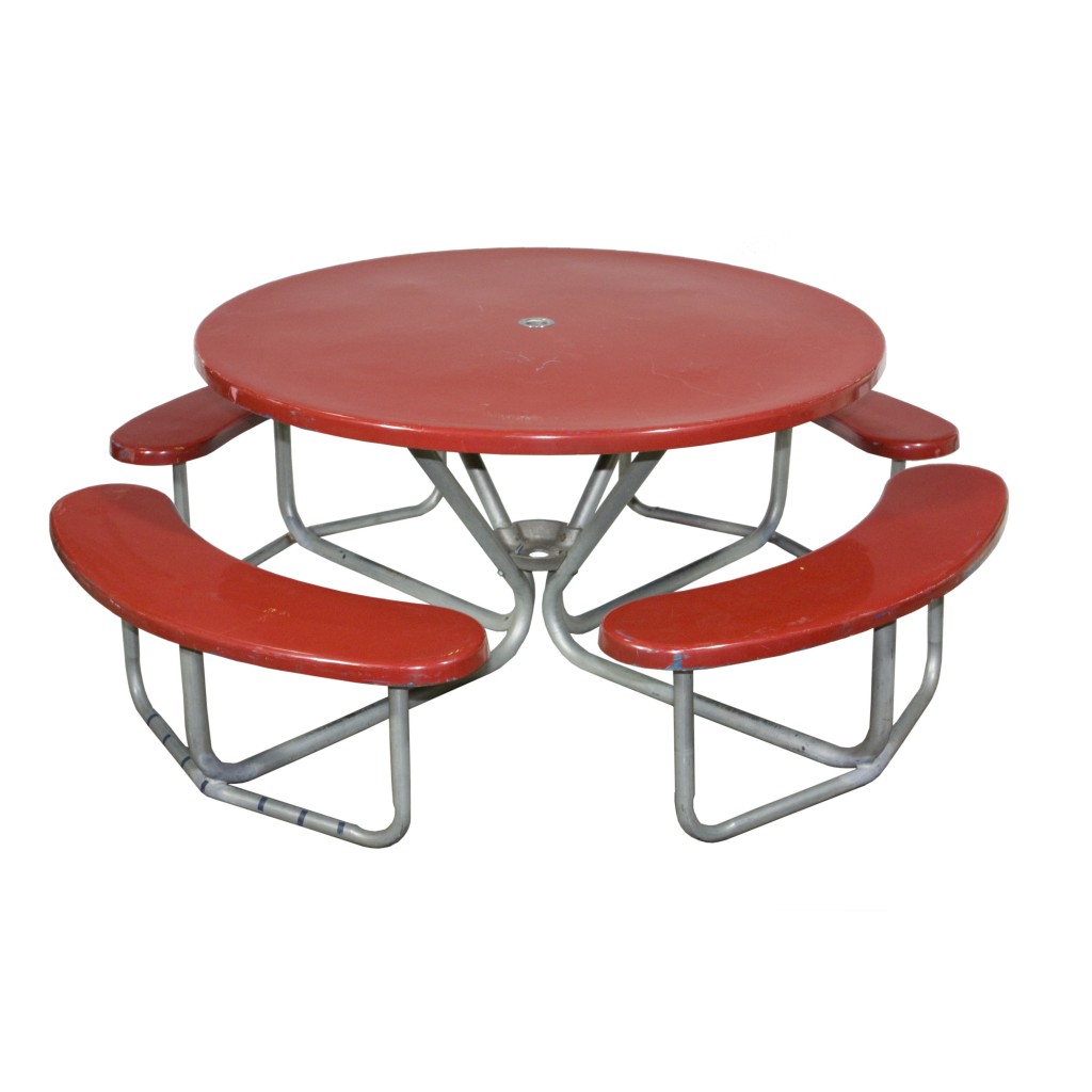 OUTDOOR FIBERGLASS TABLE W/ CURVED SEATS / RED | Air Designs