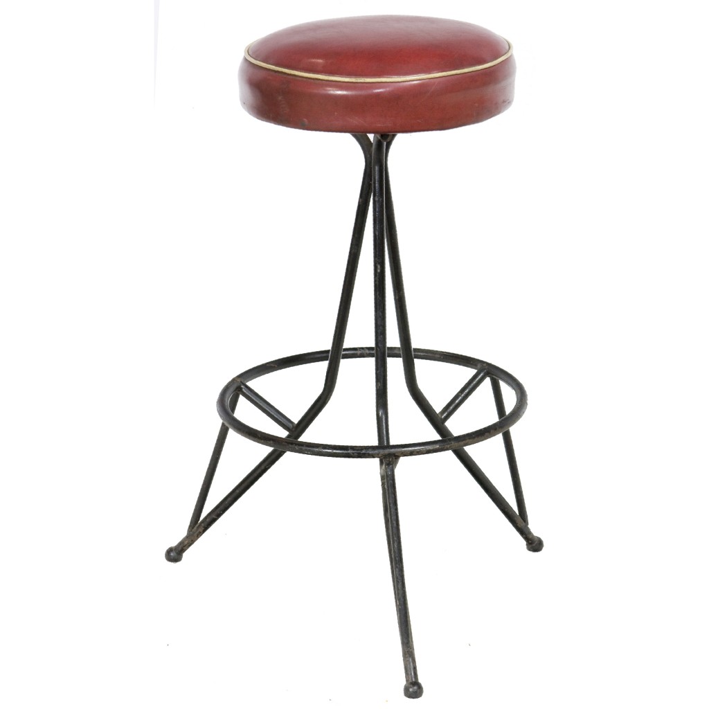 STOOL / ROUND TOP / WROUGHT IRON W/ RED SEAT | Air Designs