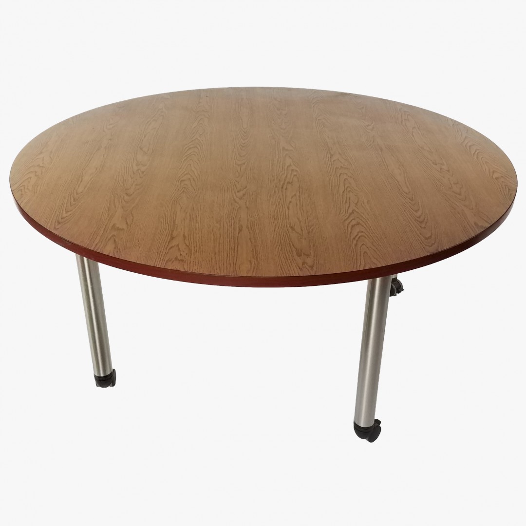 TABLE TOP / LAMINATE / NATURAL W/ BROWN TRIM / 60″ RD | Air Designs