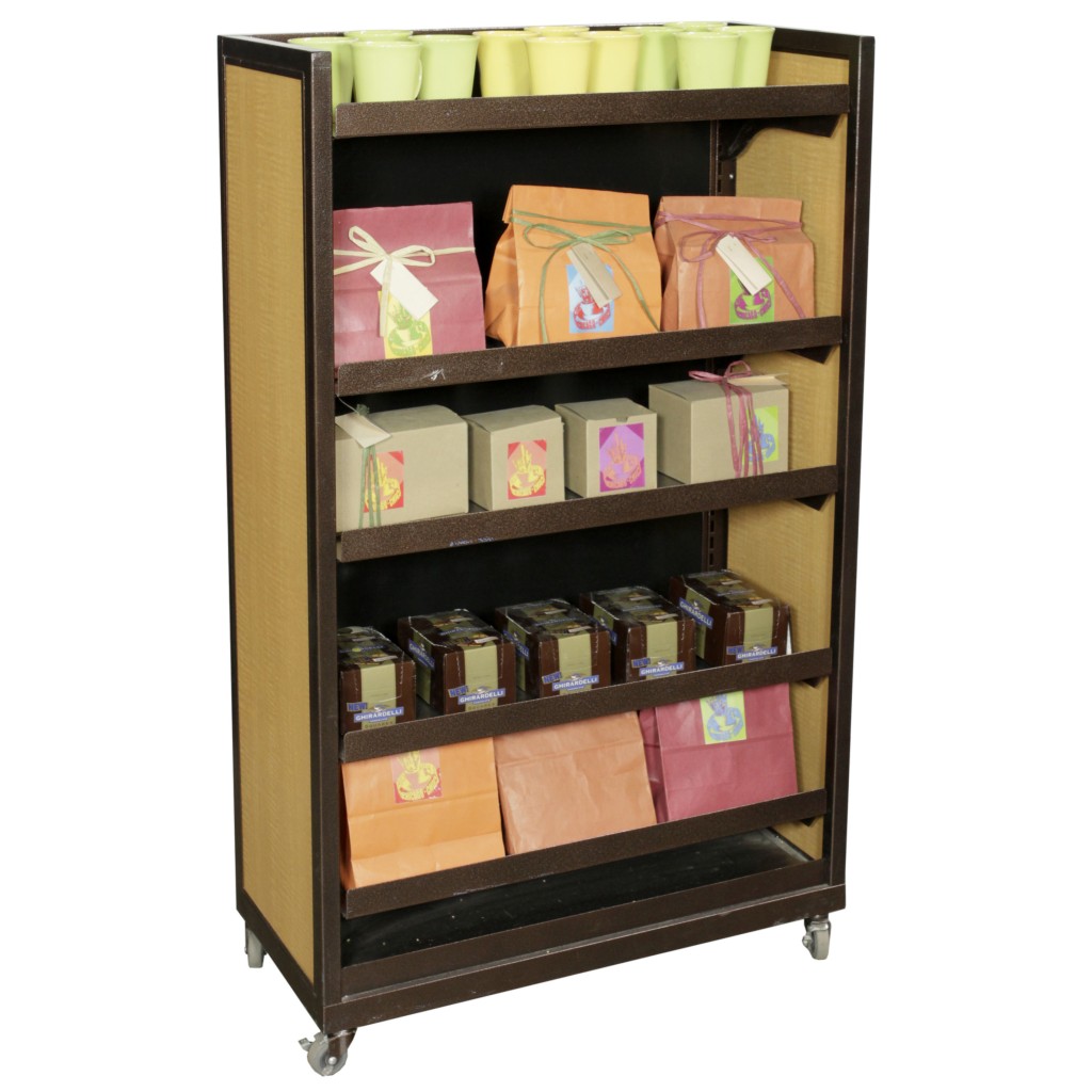 COFFEE DISPLAY / 5 SHELF / MAPLE LAMINATE & BRONZE | Air Designs