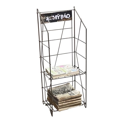 NEWSPAPER WIRE RACK / 2 SHELF / BROWN | Air Designs