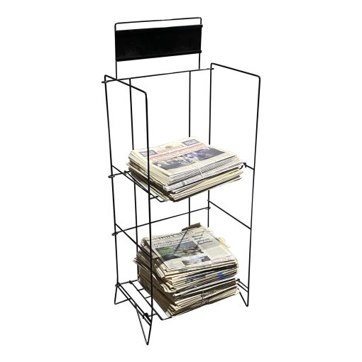 NEWSPAPER WIRE RACK / 2 SHELF / BLACK | Air Designs